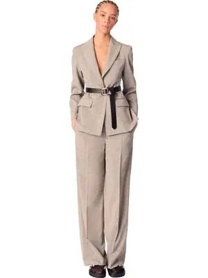 Maje Belted Suit Jacket - Grey