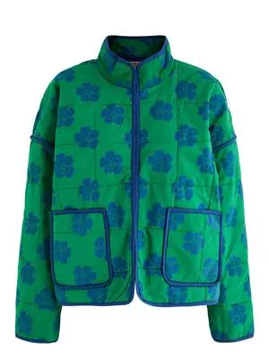 Free People Free People Chloe Floral-Print Quilted Cotton Jacket Green