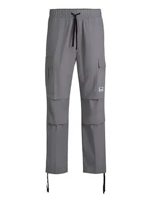 Hugo Logo-appliqué Relaxed-fit Cotton Cargo Trousers - Open Grey