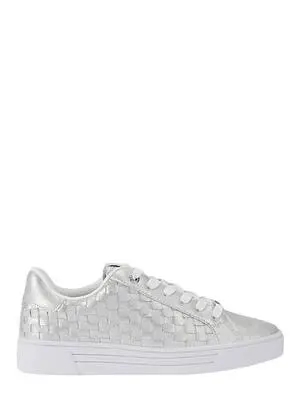 Carvela Logo-plaque Woven Low-top Trainers - Silver