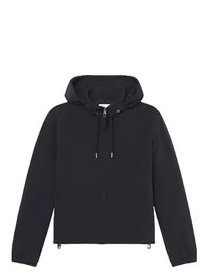 Sandro Hooded Zip-up Stretch-woven Jacket - Noir / Gris