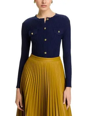 NANCY YANG Ribbed Cardigan Blue