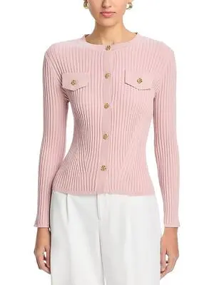 NANCY YANG Ribbed Cardigan Pink