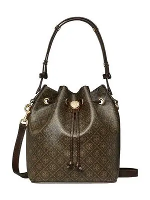 Tory Burch T Monogram Coated Canvas Bucket Bag - French Press