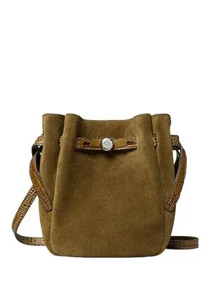 Tory Burch Small Leather Crossbody Suede Deep Olive