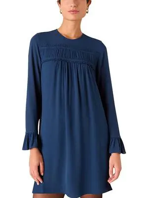 Whistles Jemma Ruched Panel Mini Dress - Blue