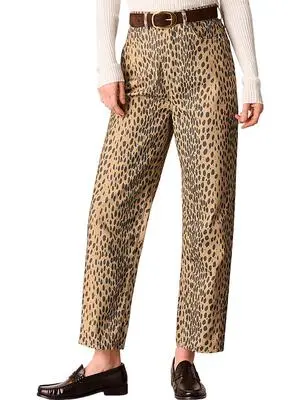 Whistles Animal Print Barrel Leg Pants - Neutral