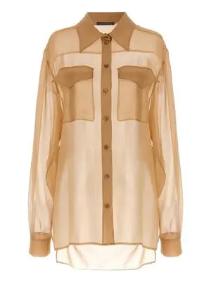 Alberta Ferretti Chiffon Button-up Shirt - Beige