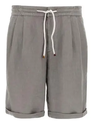 Brunello Cucinelli Linen Bermuda Shorts - Gray
