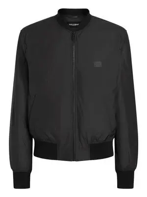 Dolce & Gabbana Technical Fabric Bomber Jacket With Logo - Black