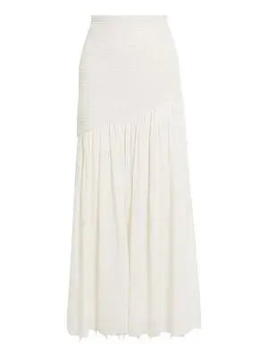 Gabriela Hearst Maxwell Shirred Gauze Midi Skirt - Ivory