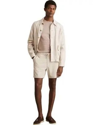 REISS Textured Drawstring Shorts - Stone