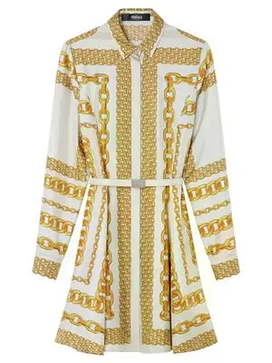 Versace Treasure Silk Midi Shirt Dress - White