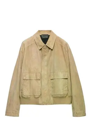Prada Suede Bomber Jacket - Neutrals
