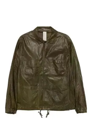 GIORGIO BRATO Leather Shirt Jacket - Green