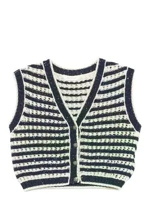 Palm Angels Striped Knit Vest - Blue