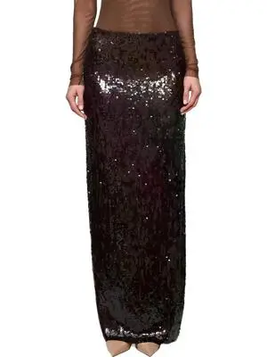 ATU BODY COUTURE Sequinned Maxi Skirt - Brown