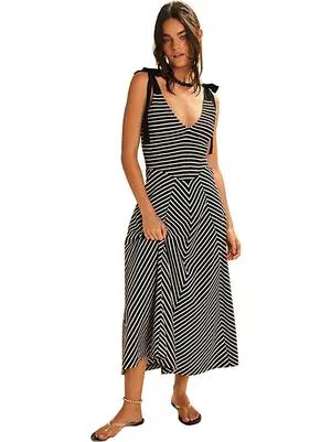 Free People Cecelia Midi Dress - Black Ivory Combo