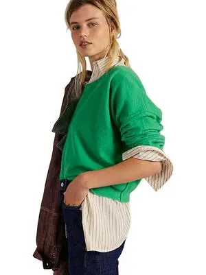 Free People Wool-blend Pullover Sweater - Bright Green Combo