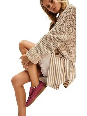 ALOHAS ALOHAS Suede Low-Top Sneakers With Fold-Over Tongue Raspberry