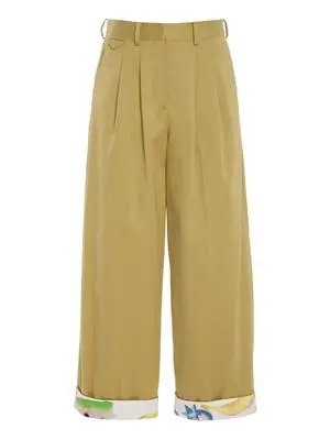 ROSIE ASSOULIN Pleated Cropped Wide-Leg Trousers