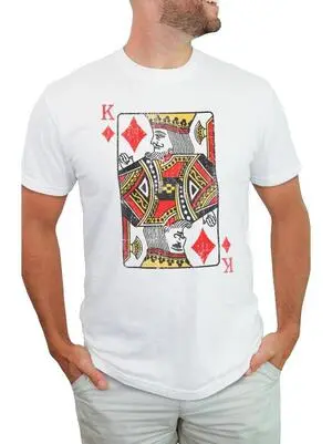 LOST GODS King Of Diamonds Playing Card Graphic T-shirt - White