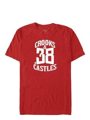 CROOKS & CASTLES Number White Logo Short Sleeve Graphic T-shirt Red