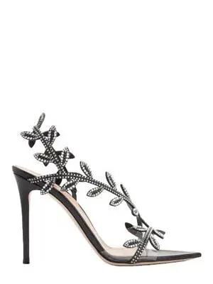 GIANVITO ROSSI Crystal Flavia Sandal - Black Leather