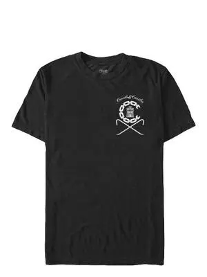 CROOKS & CASTLES Ancient Tower White Badge Graphic T-shirt - Black