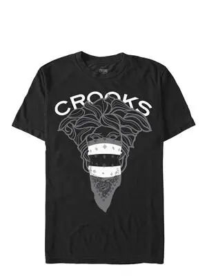 CROOKS & CASTLES Medusa And White Effect Graphic T-shirt - Black
