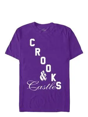 CROOKS & CASTLES Big Bold Script Logo Graphic T-shirt - Purple