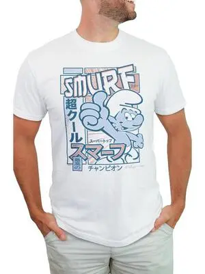 THE SMURFS Thumbs Up Poster Graphic T-shirt - White