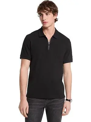 Michael Kors Cotton Zip-up Polo Shirt - Black