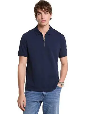 Michael Kors Cotton Zip-up Polo Shirt - Blue