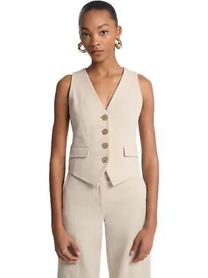 Michael Kors Linen-cotton Twill Vest - Natural