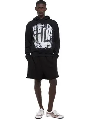 Helmut Lang Black Scribble Logo Hoodie - Black/white