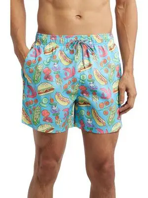 BOARDIES Grill Master Mid Length Swim Trunks - Blue