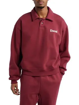 ELWOOD Heavyweight Fleece Polo Collar Sweatshirt Burgundy