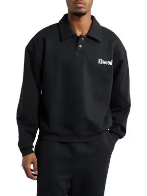 ELWOOD Heavyweight Fleece Polo Collar Sweatshirt - Coal