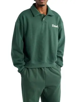 ELWOOD Heavyweight Fleece Polo Collar Sweatshirt - Emerald