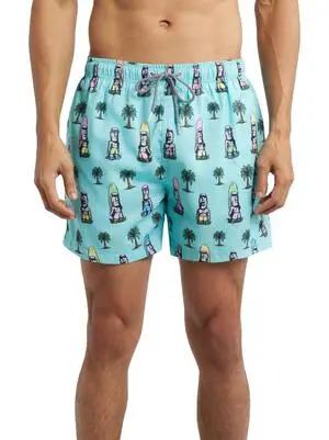 BOARDIES Island Elders Mid Length Swim Trunks - Blue