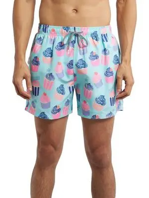 BOARDIES Celebrations Cupcake Print Swim Trunks - Blue