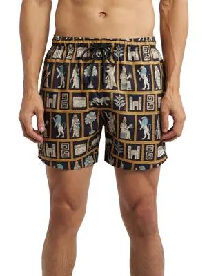 BOARDIES Mesopotamia Premium Mid Length Swim Trunks - Black