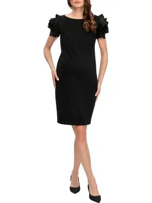 PIETRO BRUNELLI Sheath Dress With Rosette Sleeves - Black