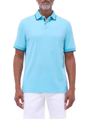 Bugatchi Tipped Piqué Polo - Turquoise