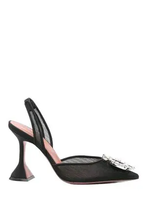Amina Muaddi 90mm Begum Glass Slingback Pumps - Black