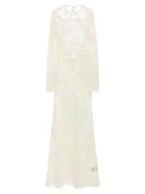 David Koma Sequinned Gown - Neutrals