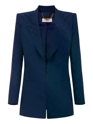 Elisabetta Franchi Diamond-jacquard Satin Blazer - Blue