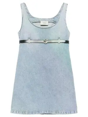 Coperni Belted Denim Mini Dress - Blue