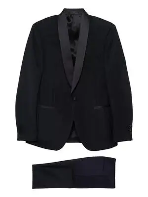 LARDINI Satin-trim Suit - Blue